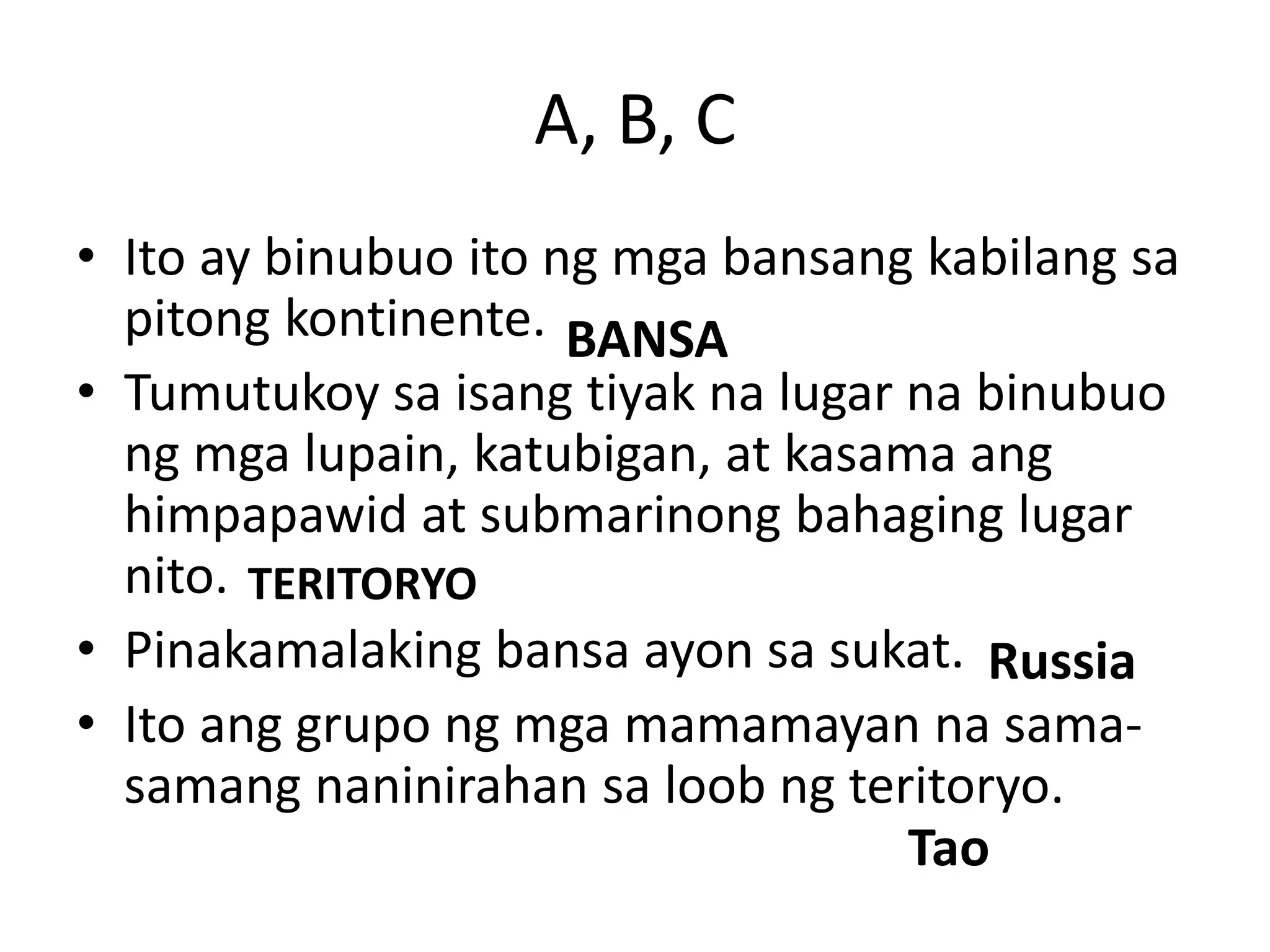Katangian ng Isang Bansa | PPTX