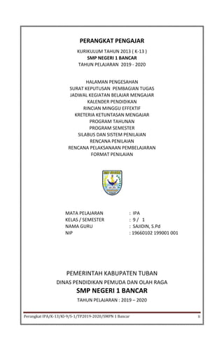 Sampul Perangkat IPA K13 SMP | PDF