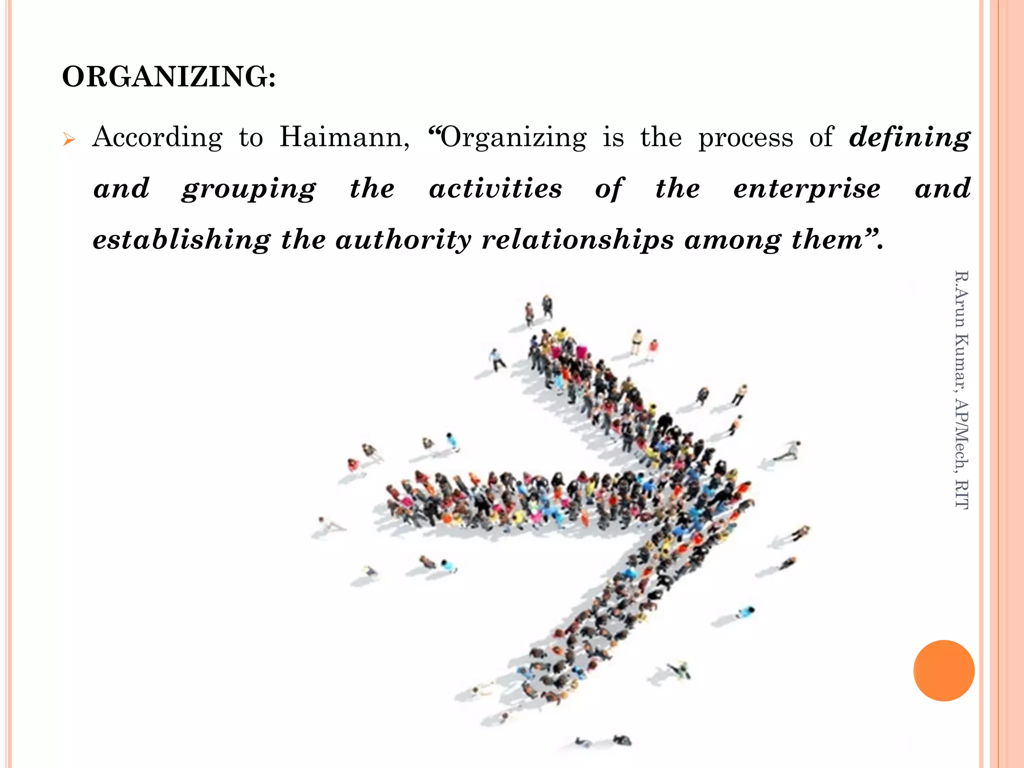 Nature and purpose of organizing | PDF