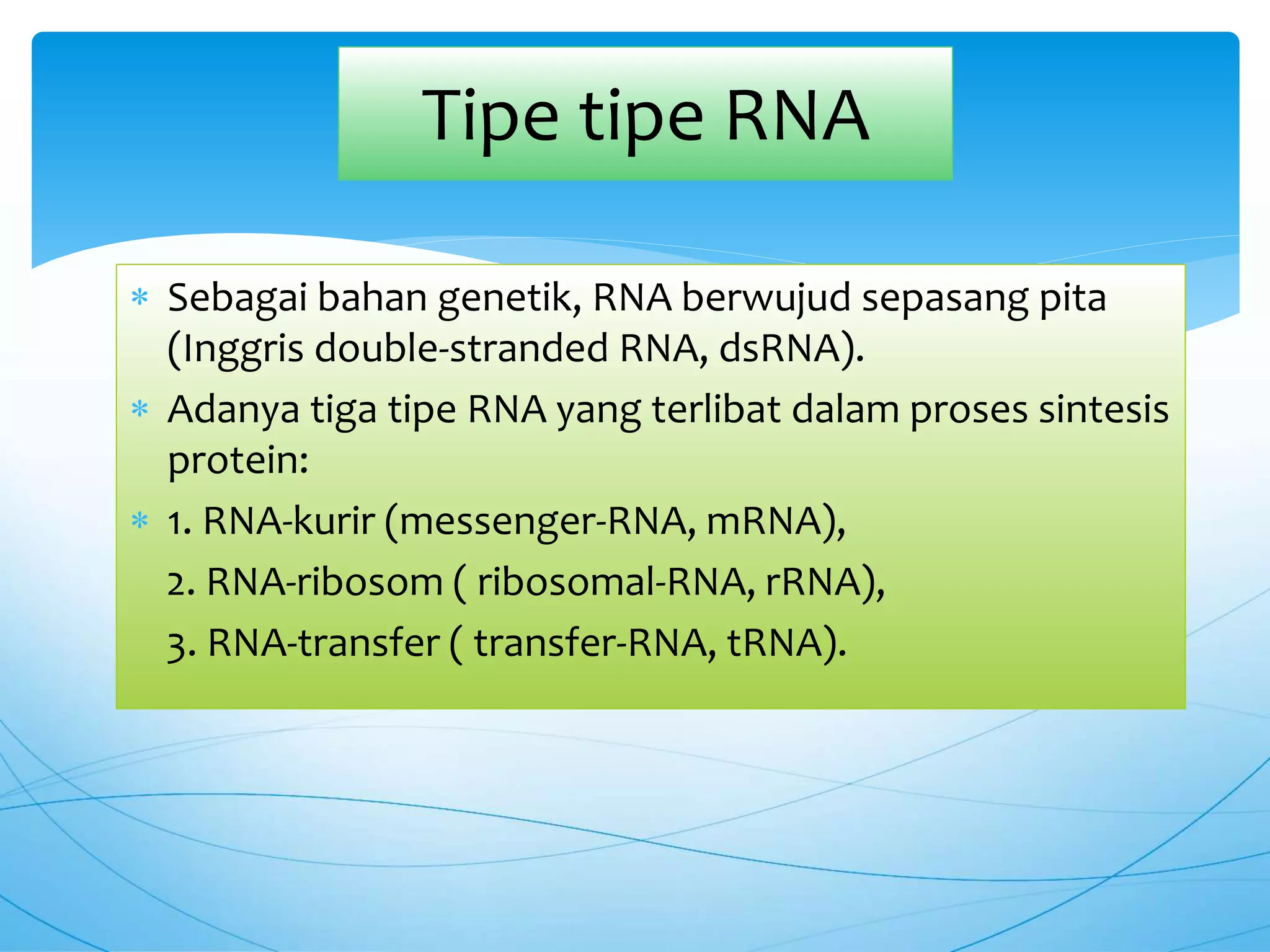 DNA dan RNA sintesis protein | PPTX
