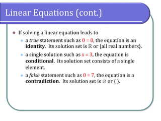 1.1 Linear Equations | PDF