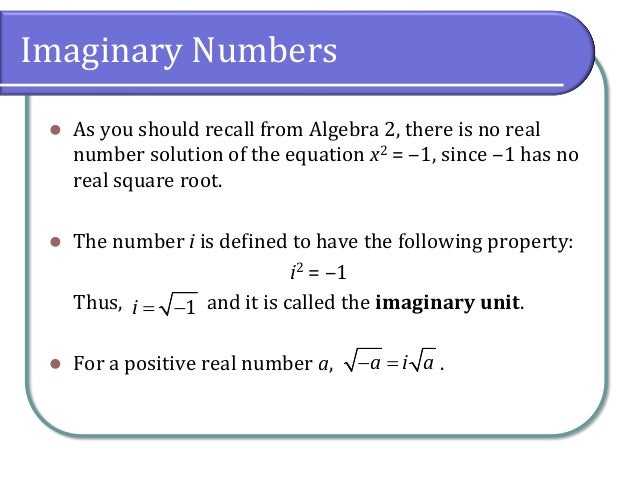 1.3 Complex Numbers