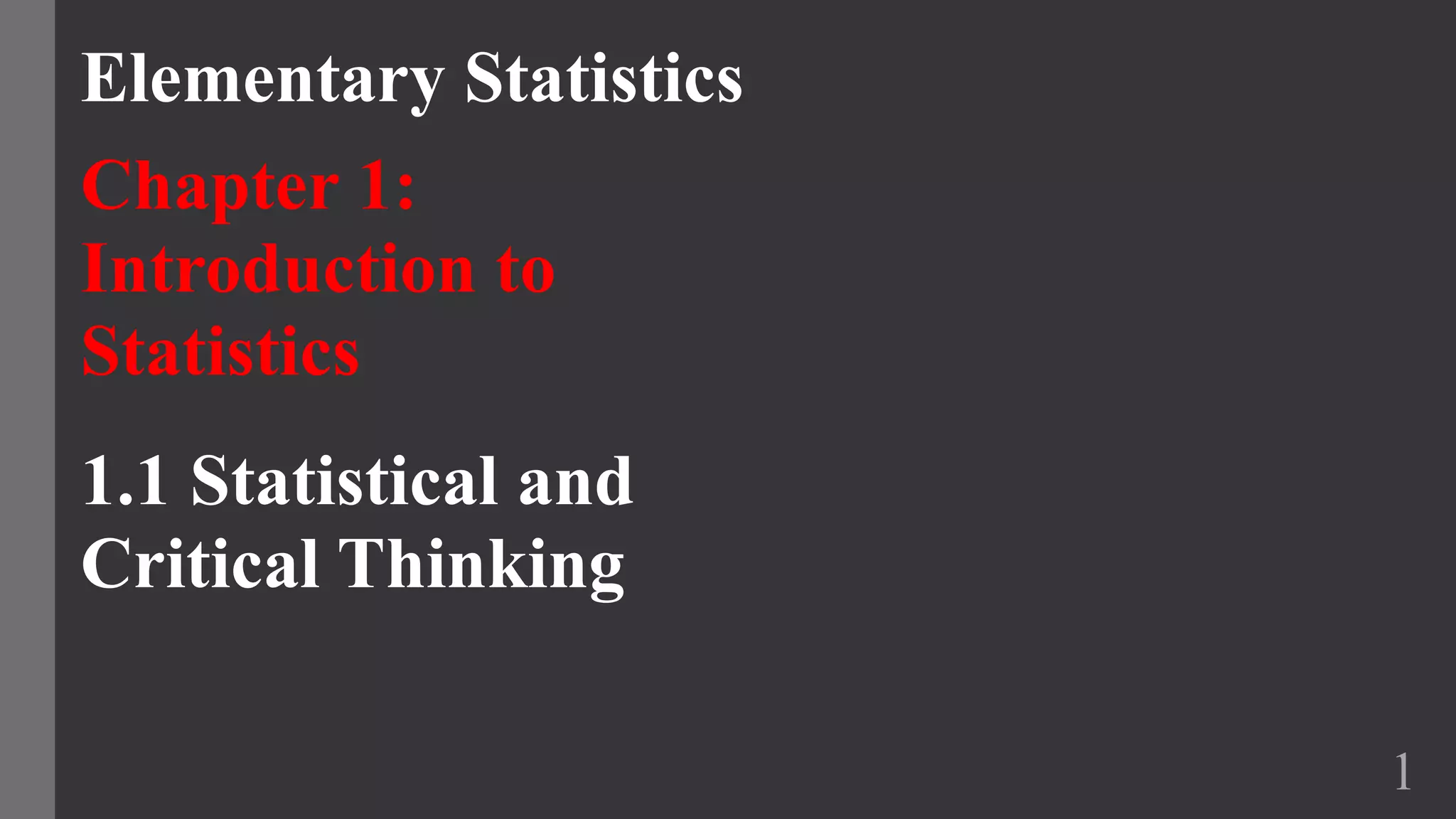 Elementary Stats Chapter 1 Intro to Stats | PPT