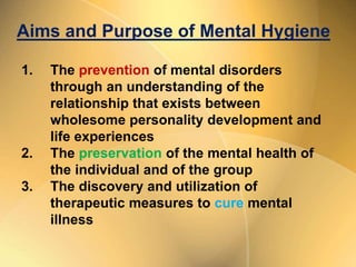 1. mental hygiene by S.Lakshmanan Psychologist | PPT