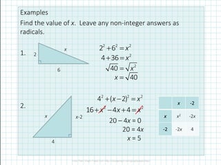 Pythagoras Theorem Equation