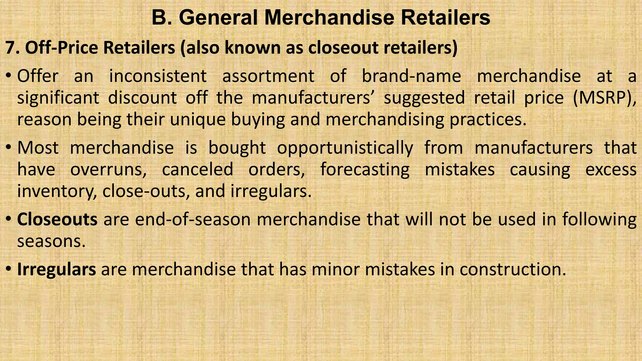 1. Basics of retailing, Types of retailers | PPTX