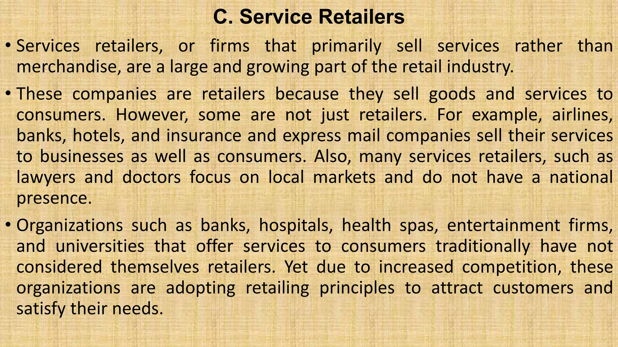 1. Basics of retailing, Types of retailers | PPTX