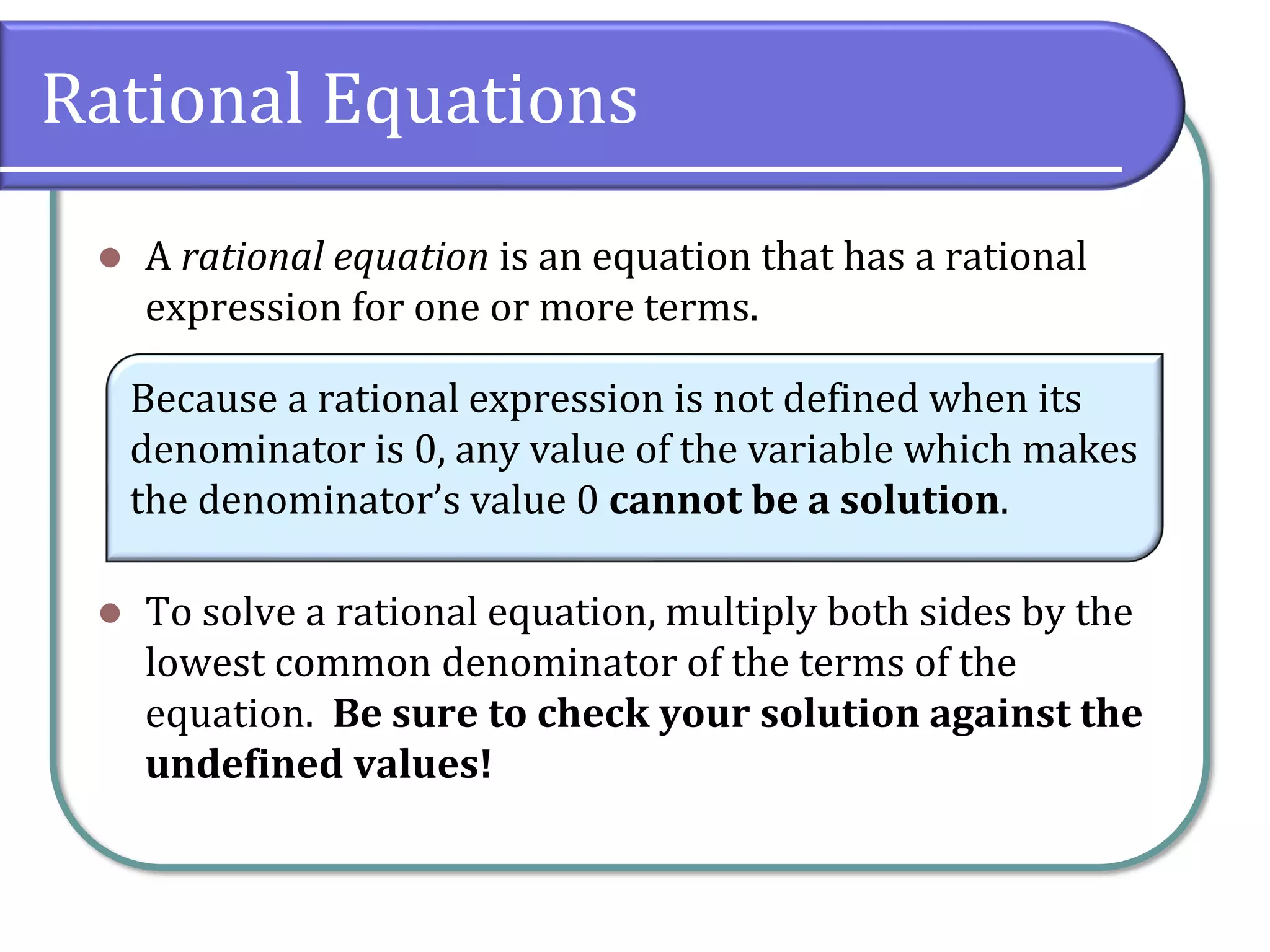 1.6 Rational and Radical Equations | PPT
