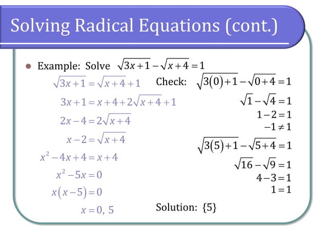 1.6 Rational and Radical Equations | PPT