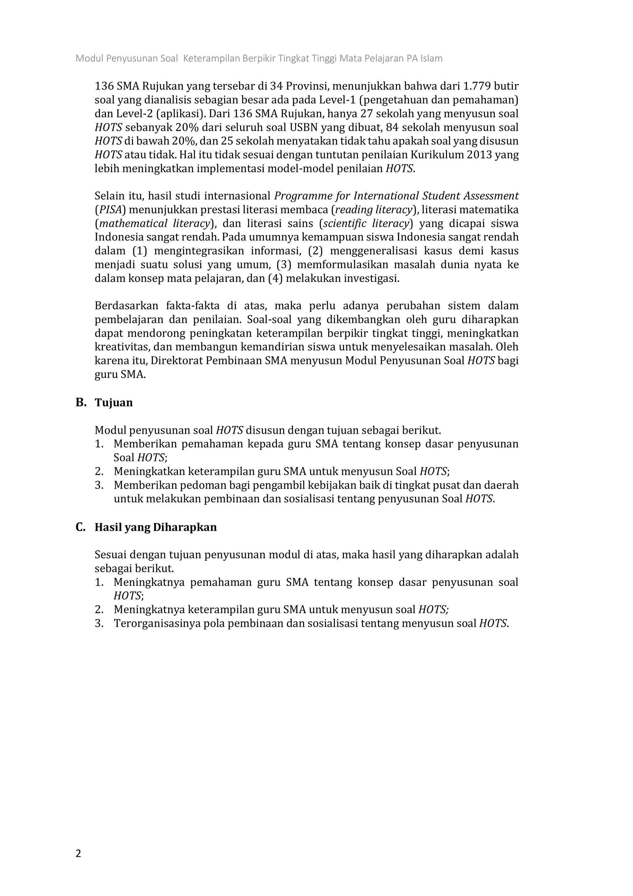 1. modul penyusunan soal hots pa islam | PDF