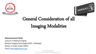 General Consideration of all Radiology (imaging) Modalities | PDF