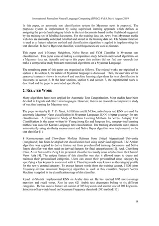 MACHINE LEARNING ALGORITHMS FOR MYANMAR NEWS CLASSIFICATION | PDF