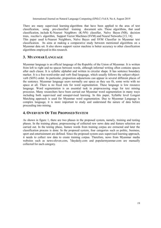 MACHINE LEARNING ALGORITHMS FOR MYANMAR NEWS CLASSIFICATION | PDF