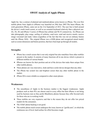 SWOT Analysis of Apple iPhone | PDF