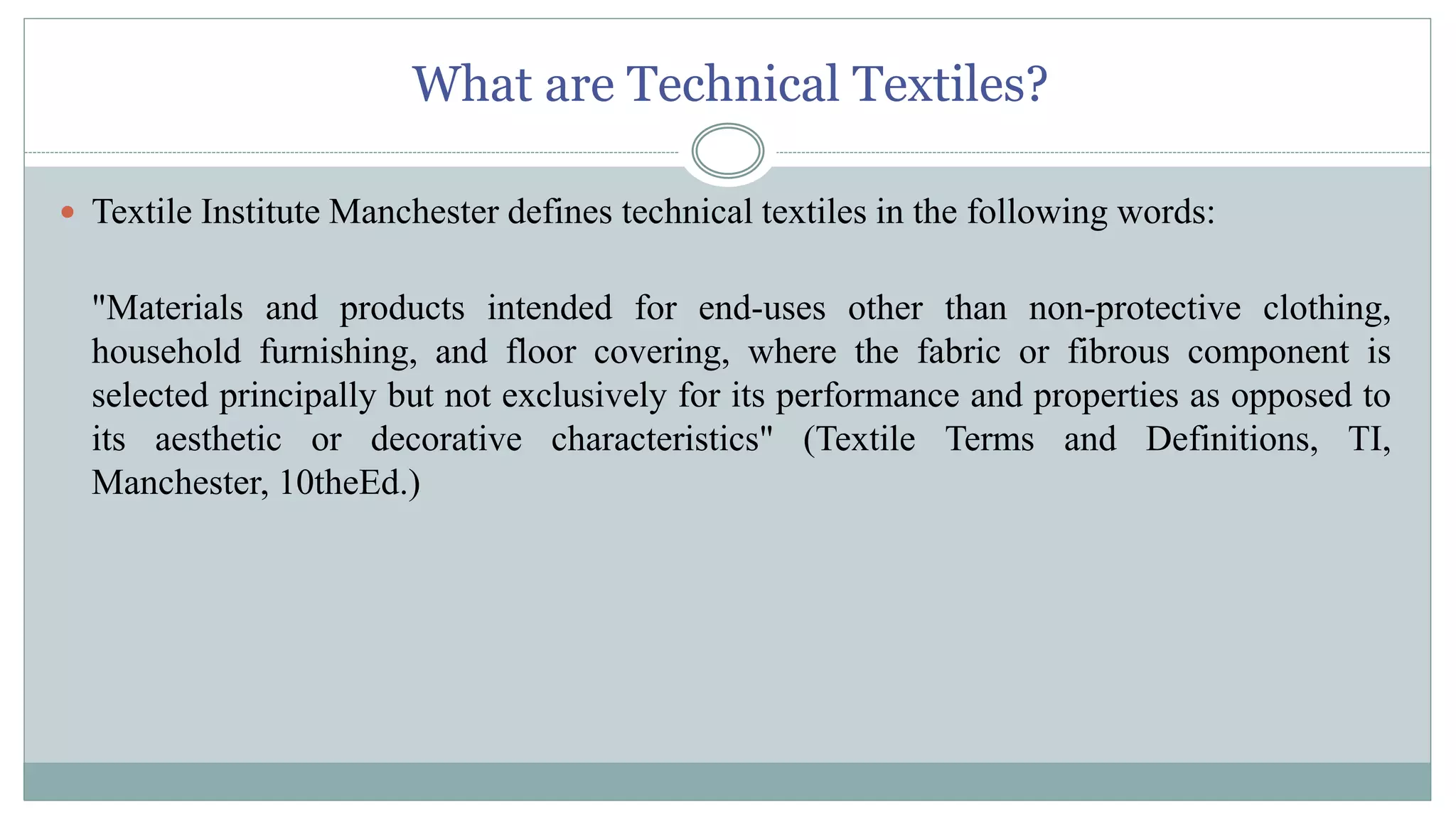 Technical textile Fibres used in technical textiles | PPT