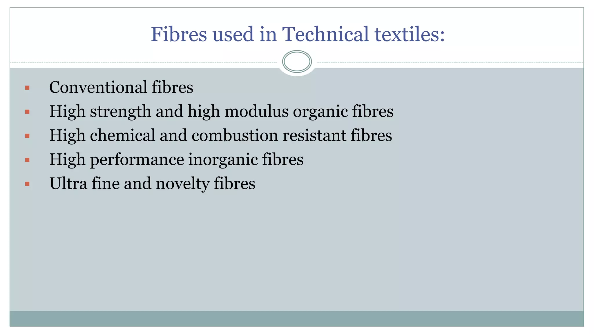 Technical textile Fibres used in technical textiles | PPT