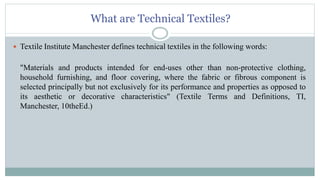 Technical textile Fibres used in technical textiles | PPT
