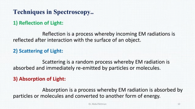 introduction to spectroscopy | PPTX | Chemistry | Science