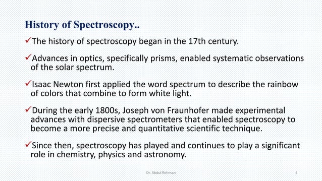 introduction to spectroscopy | PPTX | Chemistry | Science