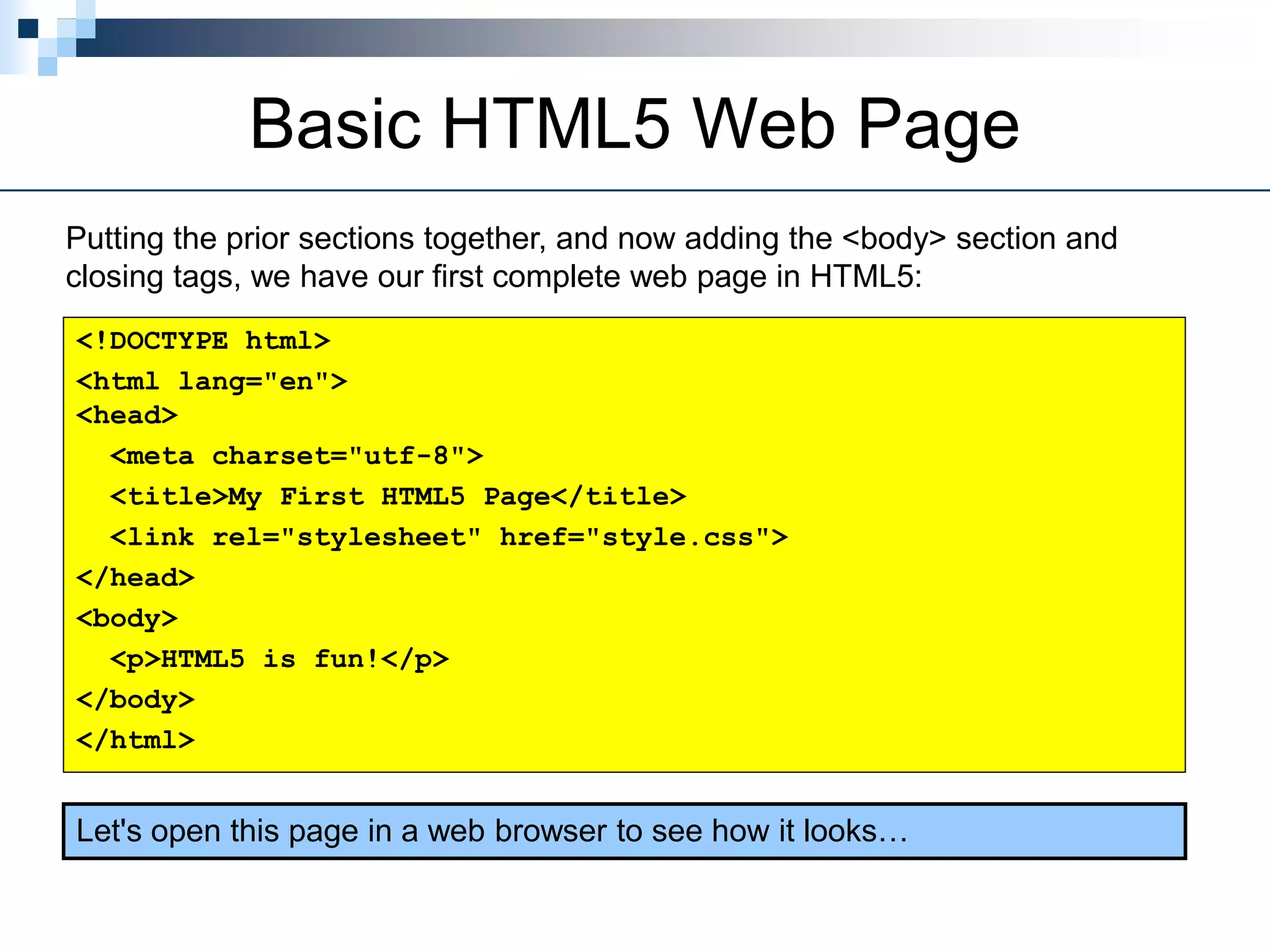 1. introduction to html5 | PPT