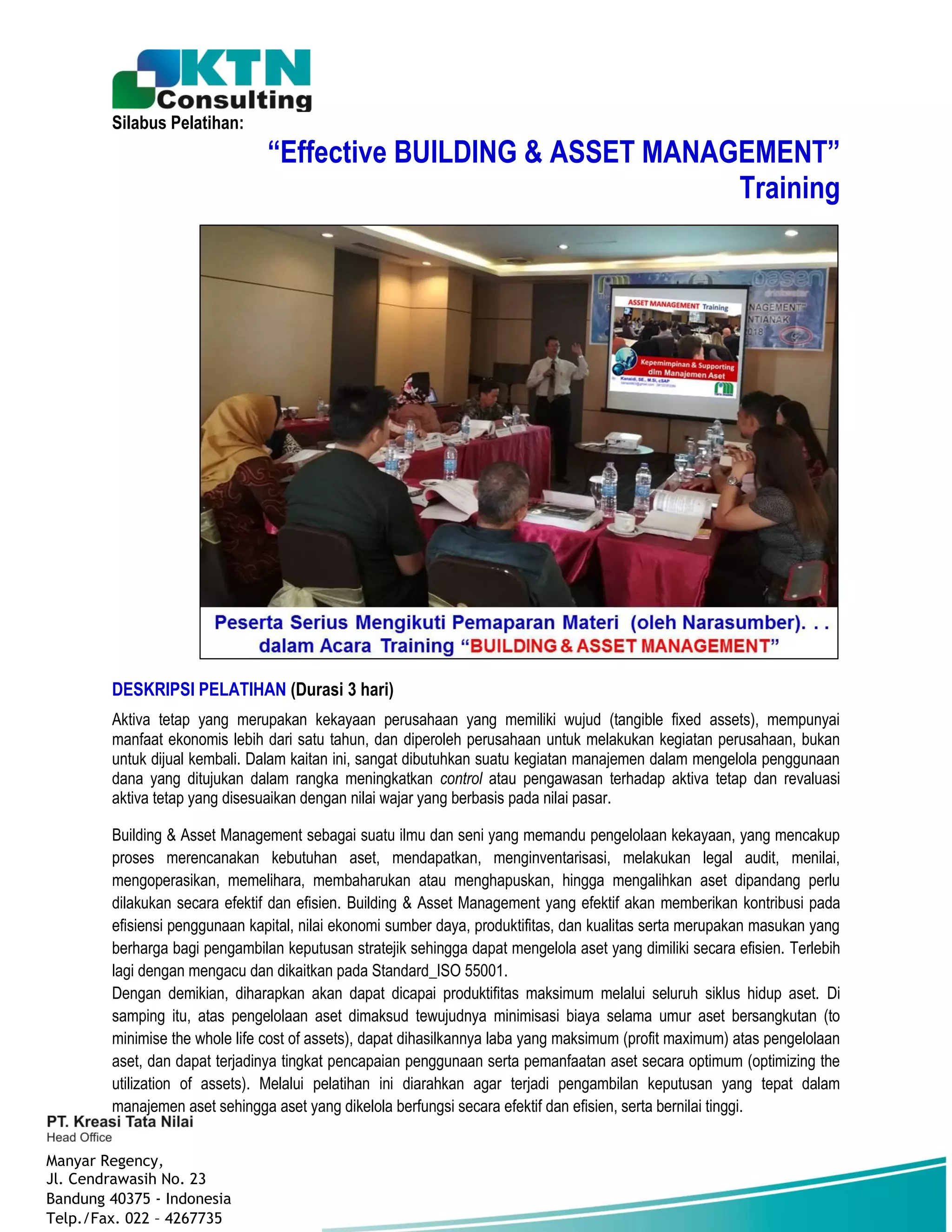 Silabus Training "Effective BUILDING & ASSET MANAGEMENT" | PDF