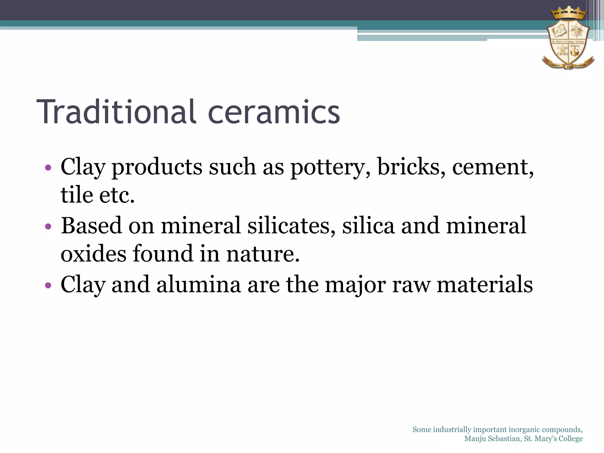 Some industrially important inorganic materials | PPTX