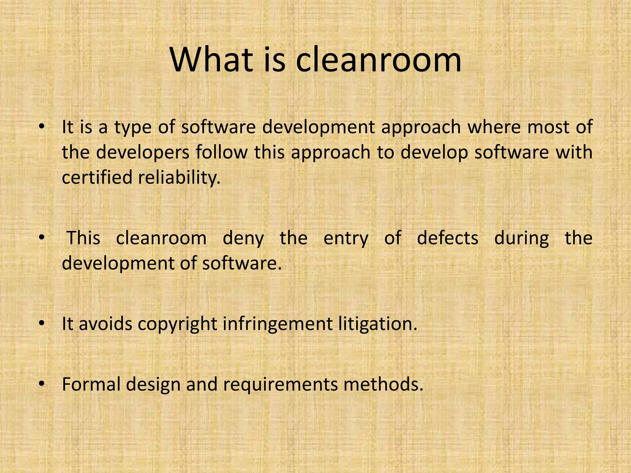 Cleanroom Software Engineering By NADEEM AHMED FROM DEPALPUR | PPTX