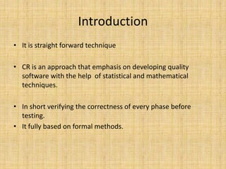 Cleanroom Software Engineering By NADEEM AHMED FROM DEPALPUR | PPTX