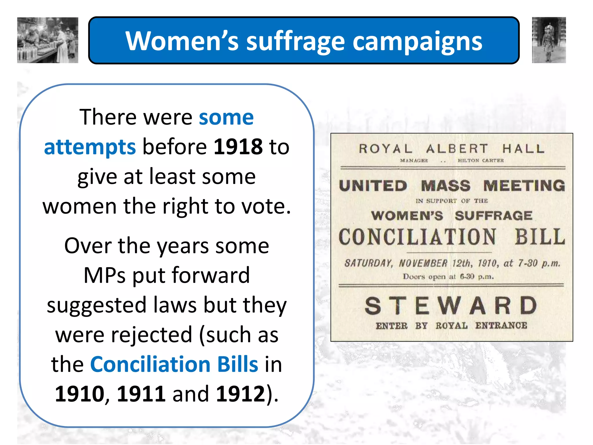Era of the Great War - women's suffrage campaigns | PPT
