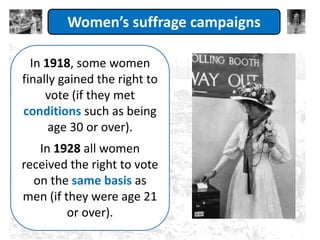 Era of the Great War - women's suffrage campaigns | PPTX
