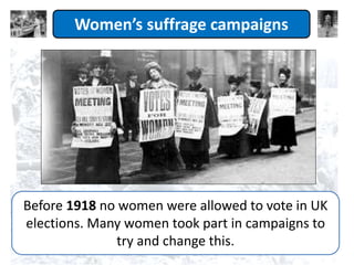 Era of the Great War - women's suffrage campaigns | PPTX