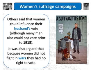 Era of the Great War - women's suffrage campaigns | PPTX