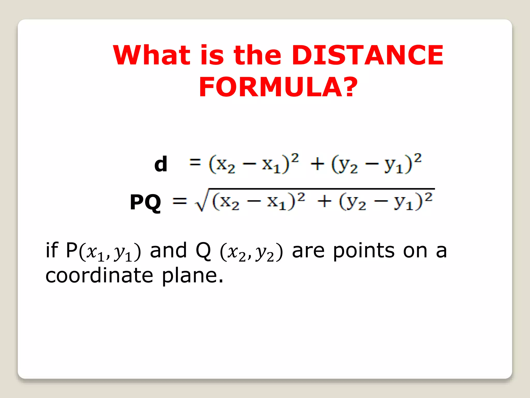 DISTANCE FORMULA (GRADE 10 MATH) | PPTX