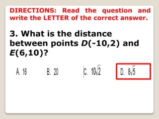 DISTANCE FORMULA (GRADE 10 MATH) | PPTX