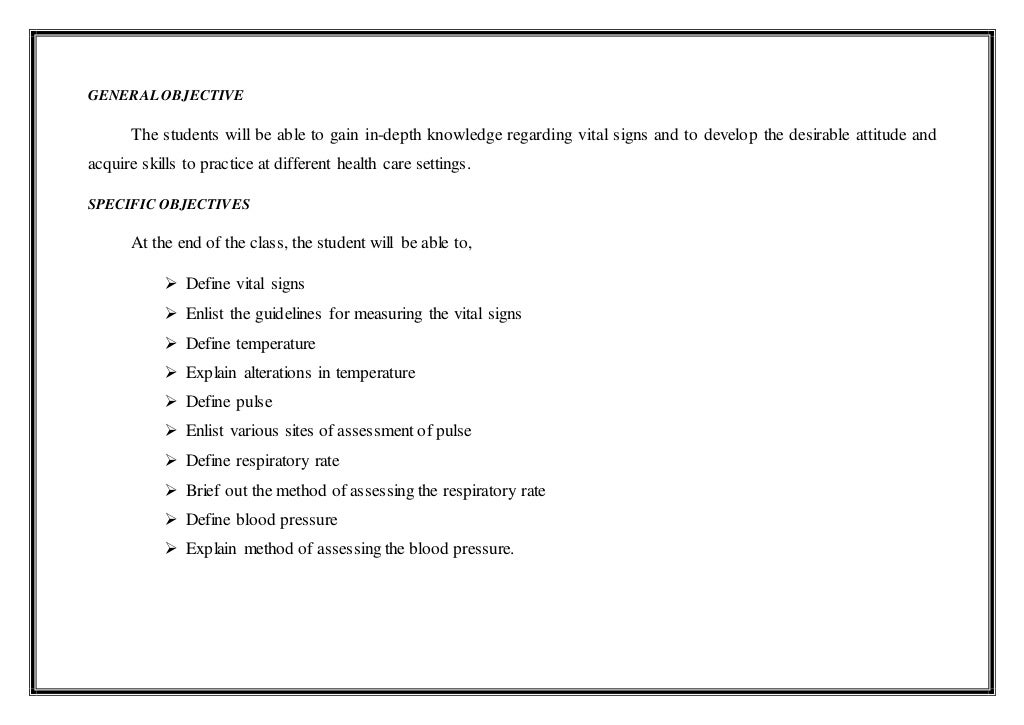 1 Vital Signs Lesson Plan 1 Vital Signs Lesson Plan