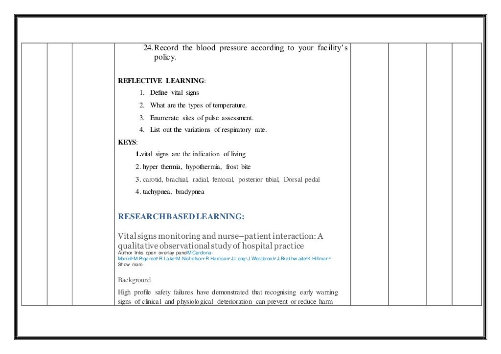 1 Vital Signs Lesson Plan 1 Vital Signs Lesson Plan