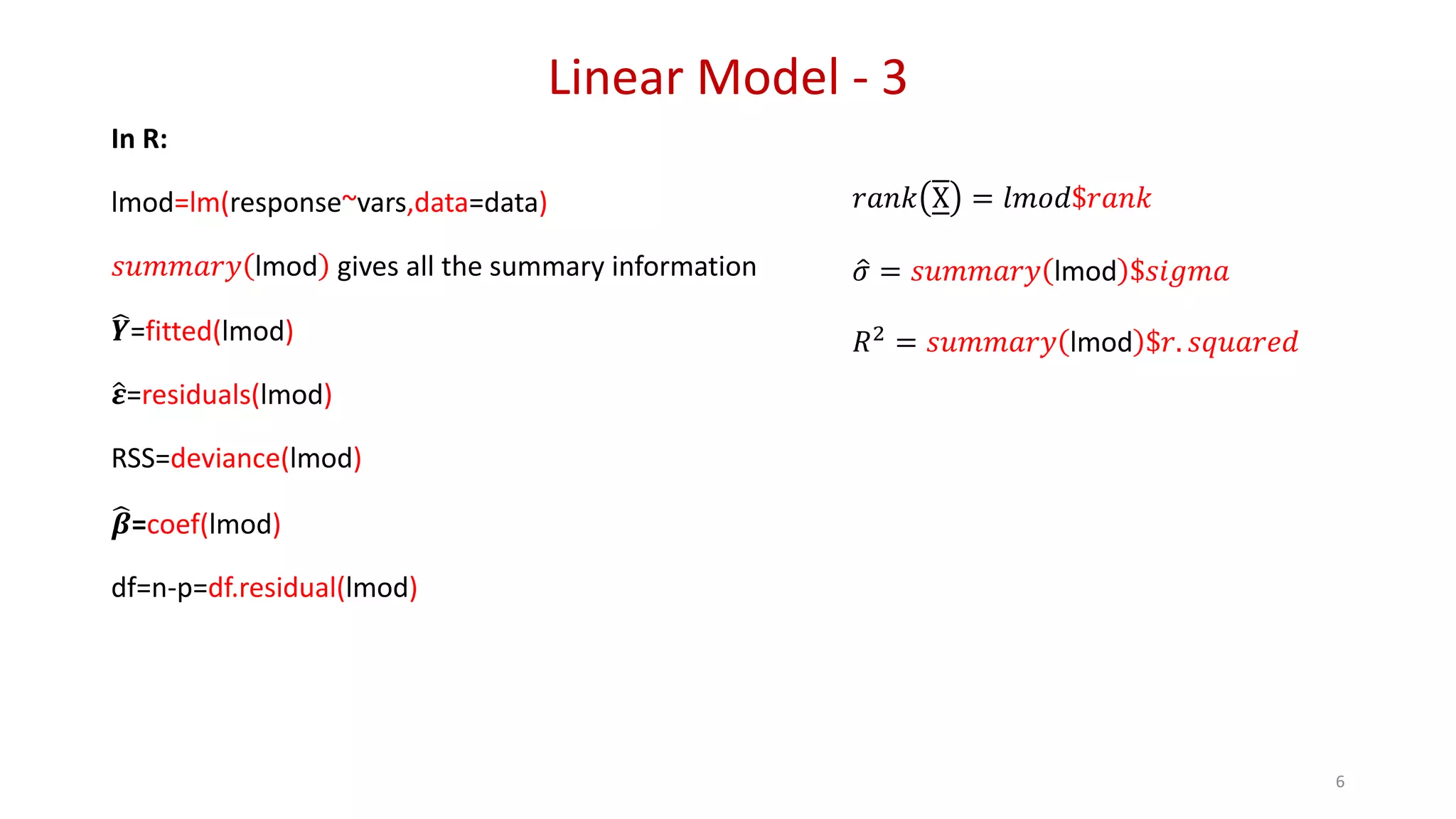 1. linear model, inference, prediction | PPT
