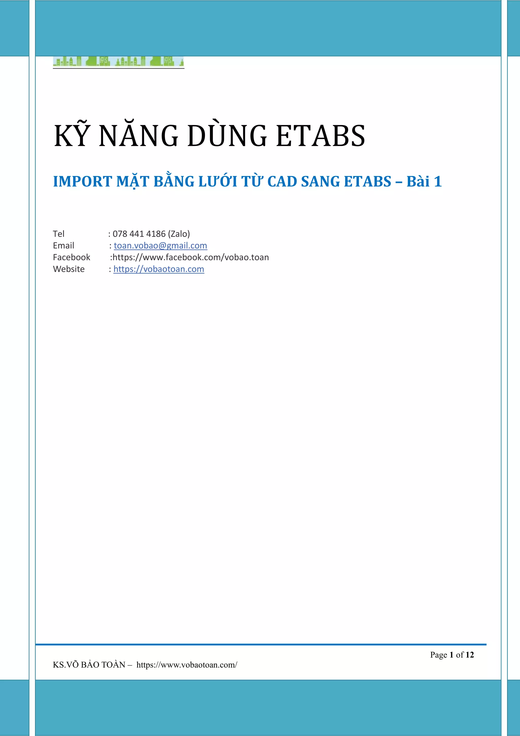 Import mat bang luoi tu cad sang etabs bai 1 | PDF