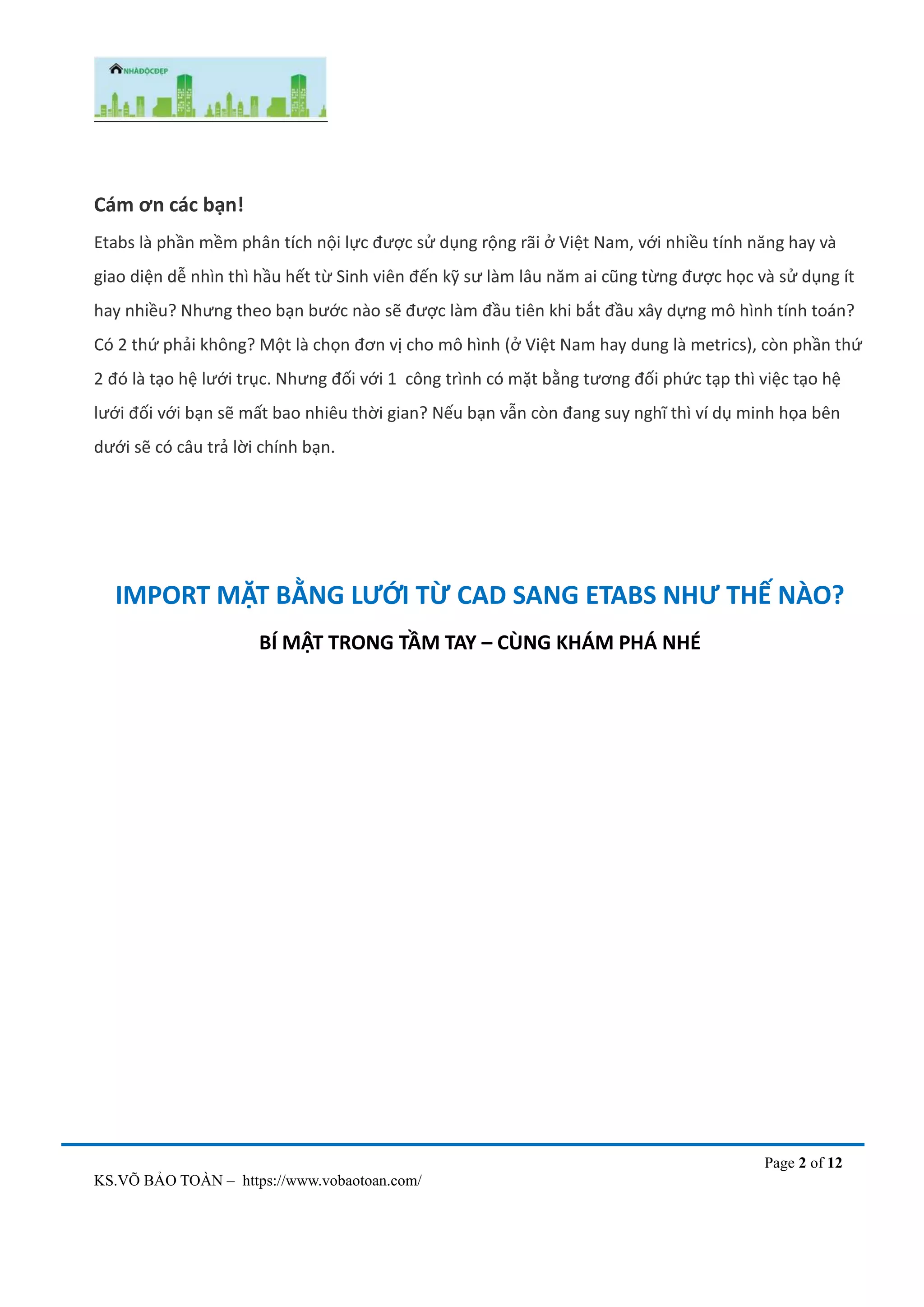 Import mat bang luoi tu cad sang etabs bai 1 | PDF
