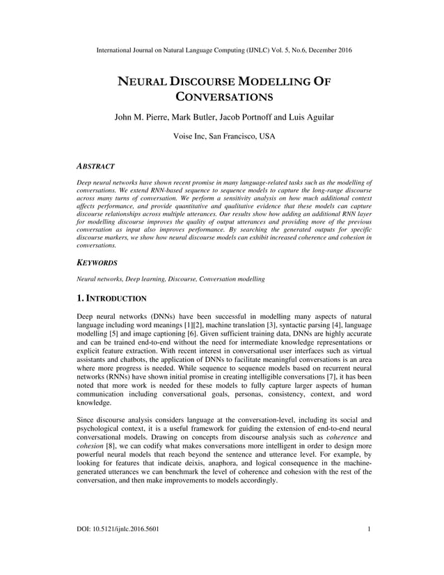 NEURAL DISCOURSE MODELLING OF CONVERSATIONS | PDF