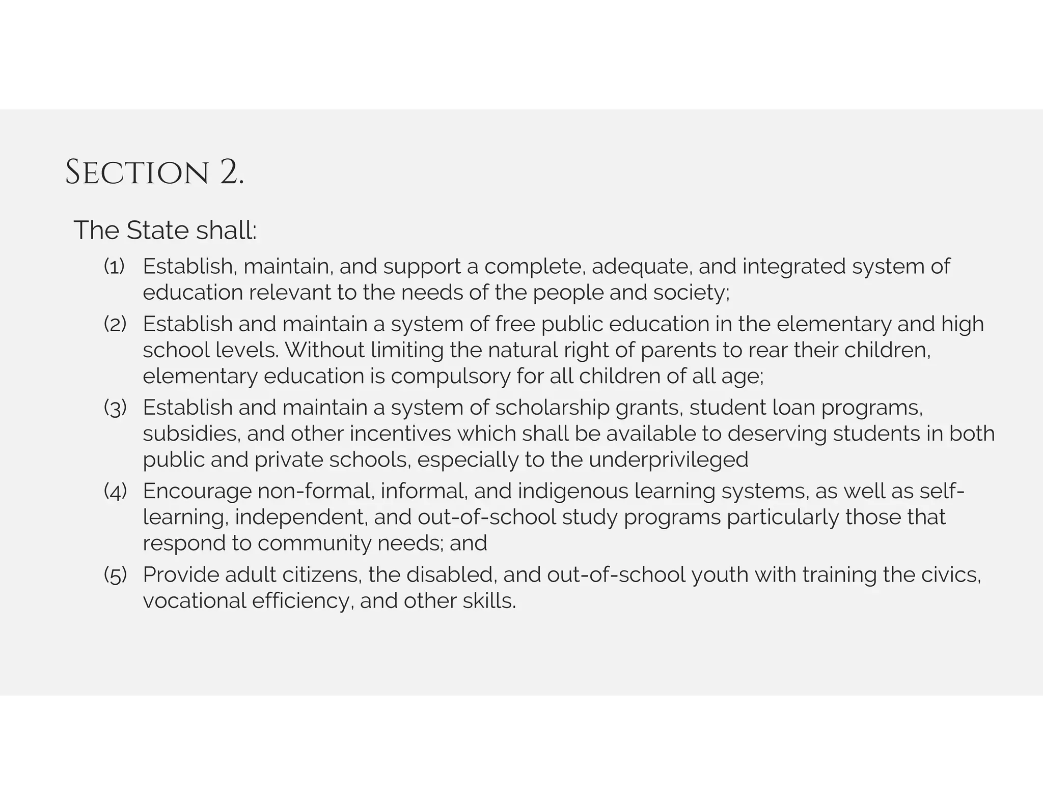 1987 Philippine Constitution Article XIV Education, Science ...