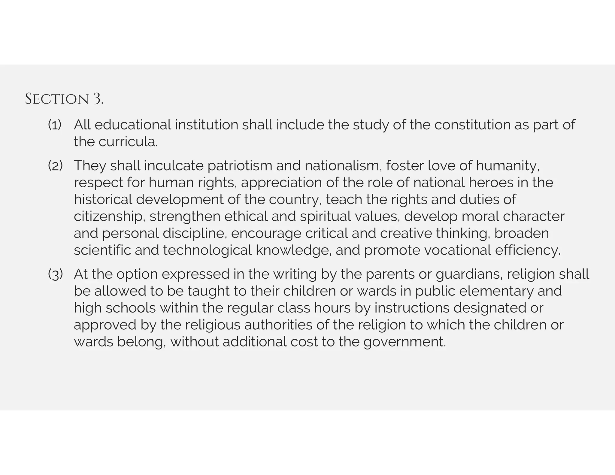 1987 Philippine Constitution Article XIV Education, Science ...