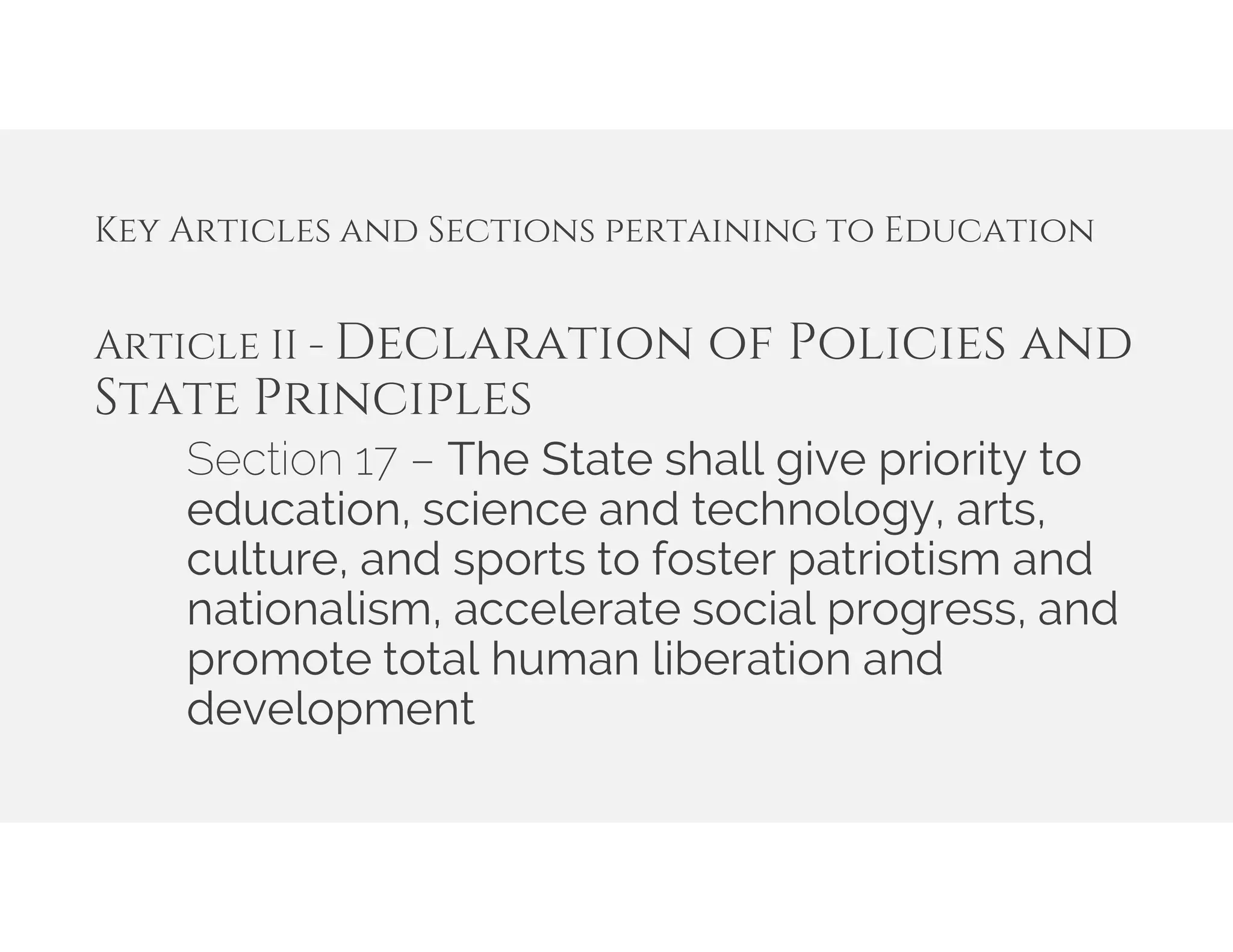 1987 Philippine Constitution Article XIV Education, Science ...