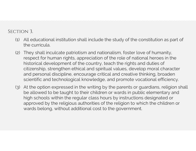 1987 Philippine Constitution Article XIV Education, Science ...