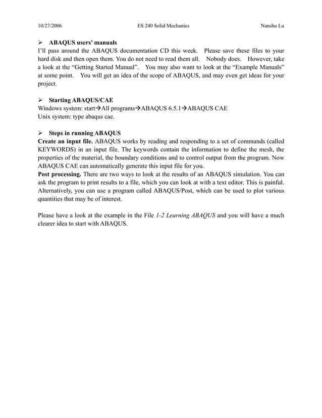 1 1 Abaqus Tutorial Pdf