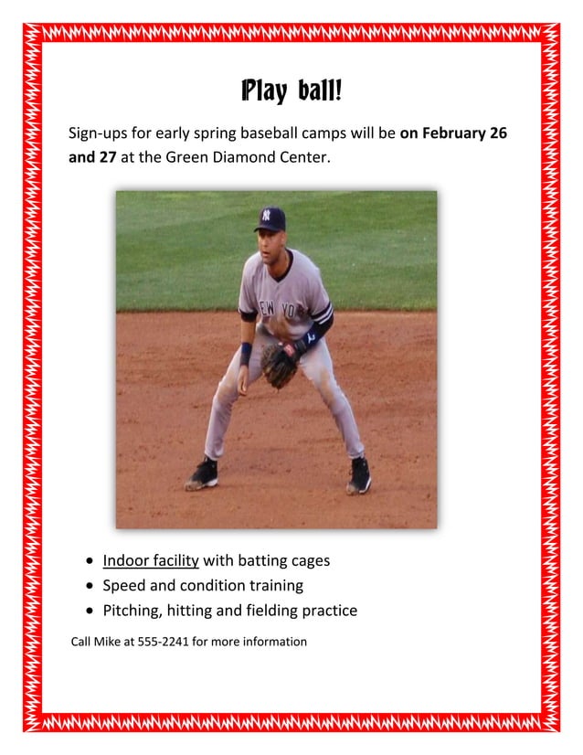 1 1 baseball sign ups flyer