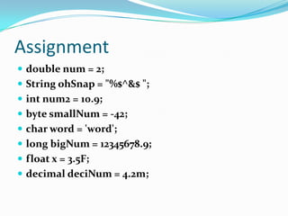 1.1 core programming [understand computer storage and data types] | PPTX