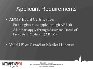 1-1 An Introduction to the Clinical Informatics Board Exam | PDF