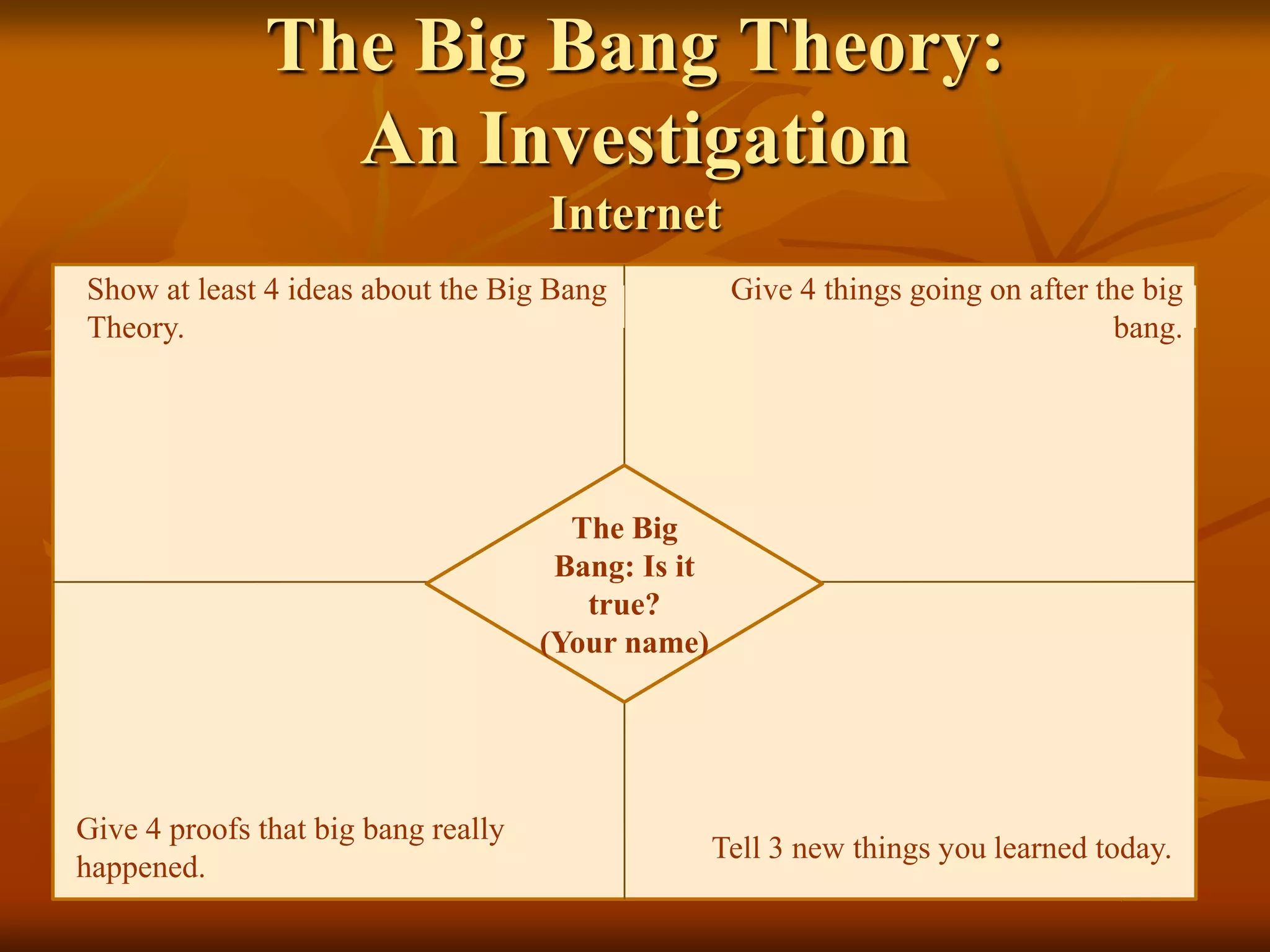 1.1e the origin of the universe - further investigation of the big bang ...