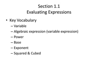 1.1 evaluating expressions | PPT